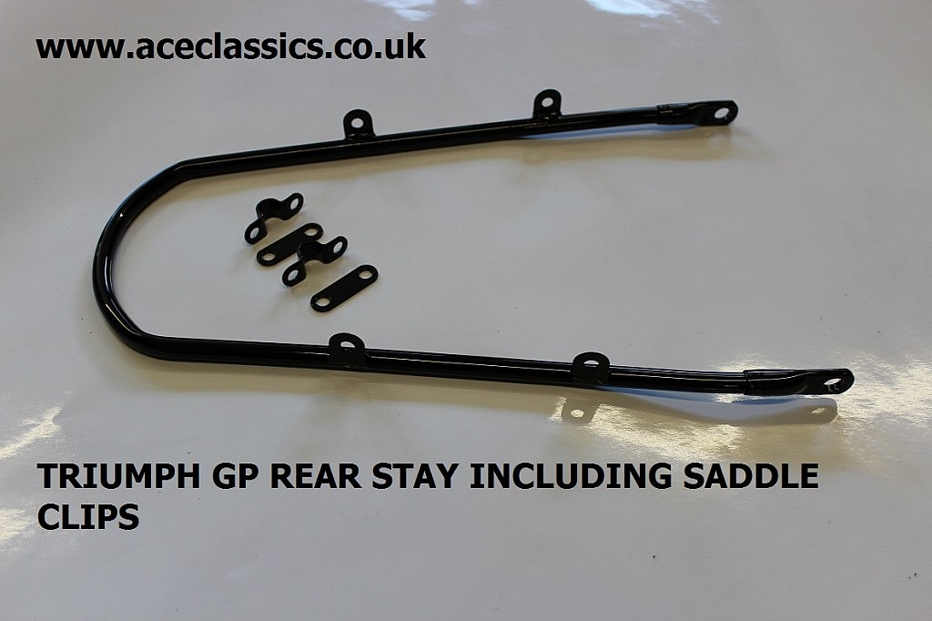 TRIUMPH GP REAR MUDGUARD STAY INCLUDING SADDLE CLIPS (Front stay) - Ace ...
